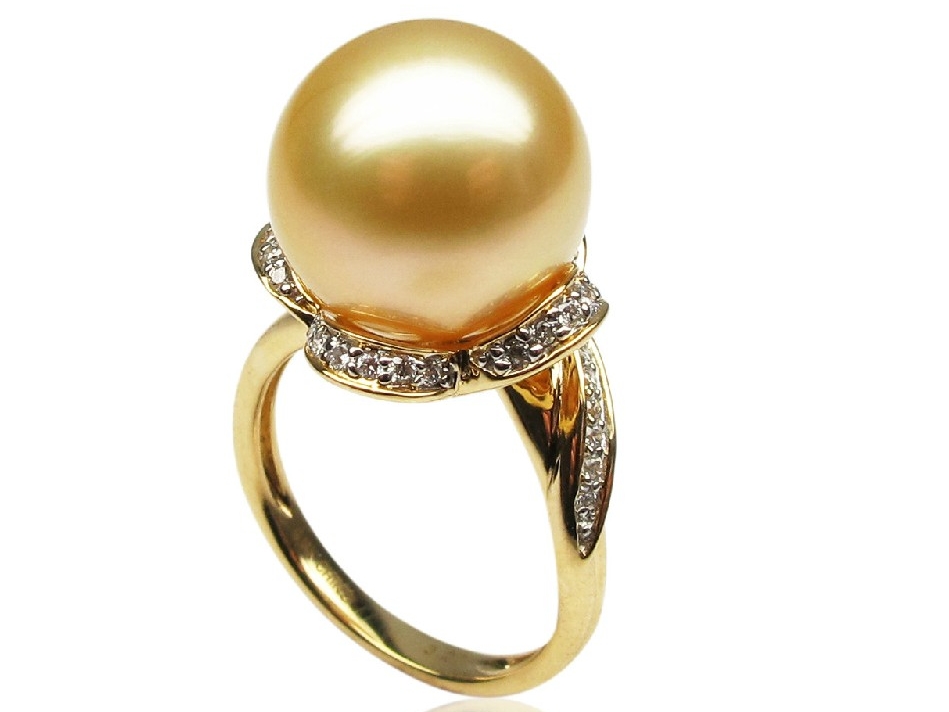 South Sea Pearl & Diamond Ring 11-15 mm | South Sea Pearl Rings ...